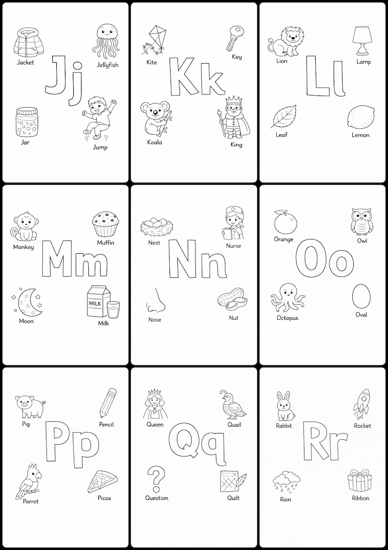 Alphabet Coloring Pages A-Z – Preschool Letter Worksheets (PDF/PNG ...