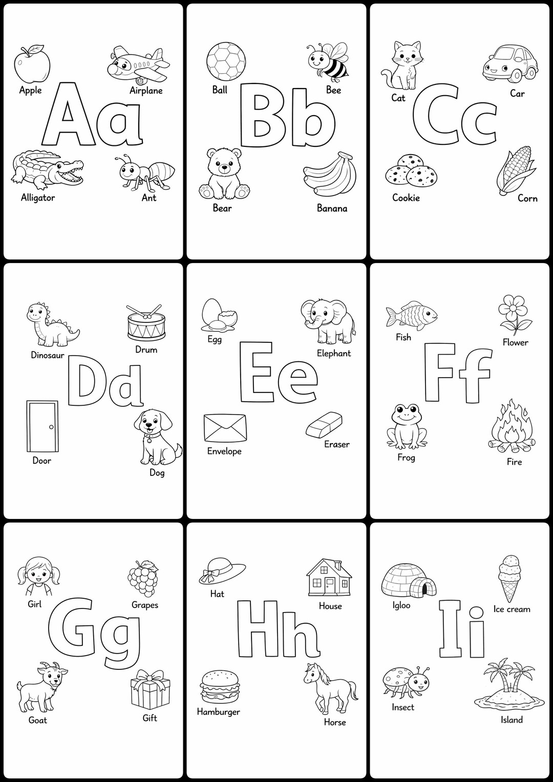 Alphabet Coloring Pages A-Z – Preschool Letter Worksheets (PDF/PNG ...