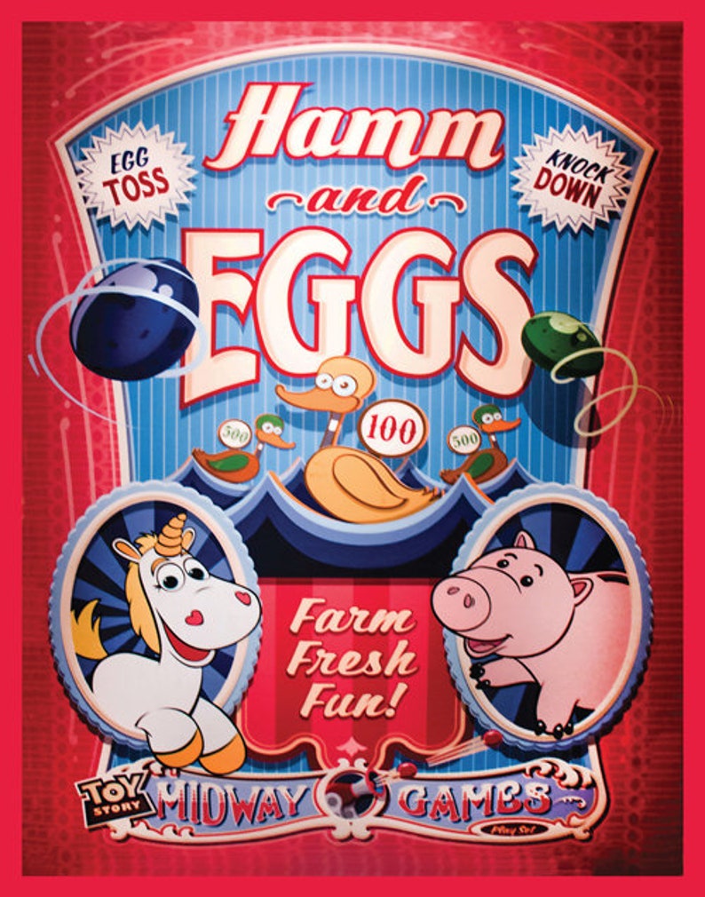 Disney Toy Story Midway Mania Hamm And Eggs Poster Etsy