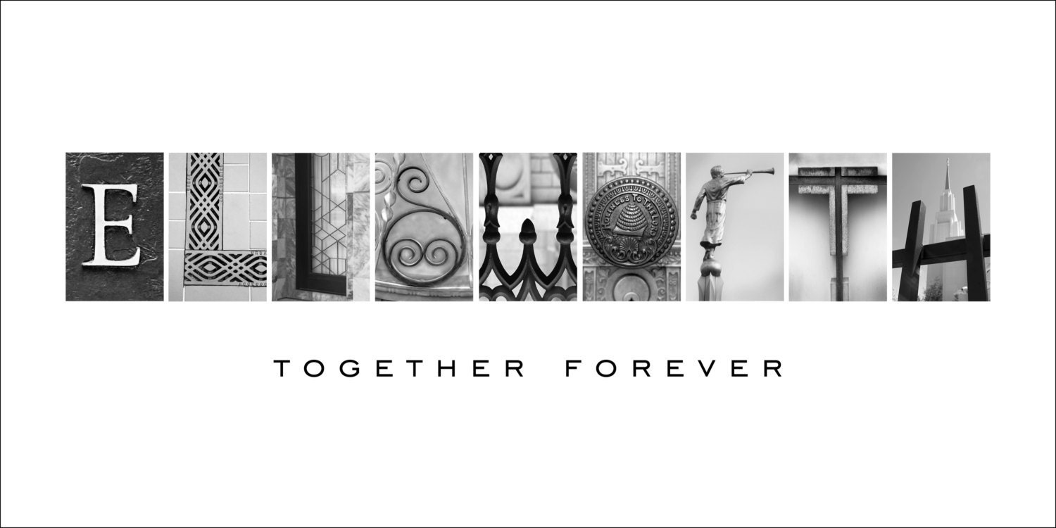 LDS Temple Photo Letters Print-10x20 | Etsy