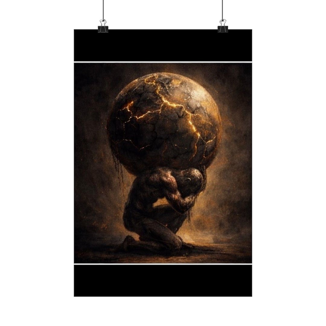 Atlas Holding Globe Poster | Matte Vertical Posters, Mythology Wall Art ...