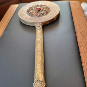 Antique Jeweled Hand Mirror Gilt Brass French Ormolu With Carnelian ...