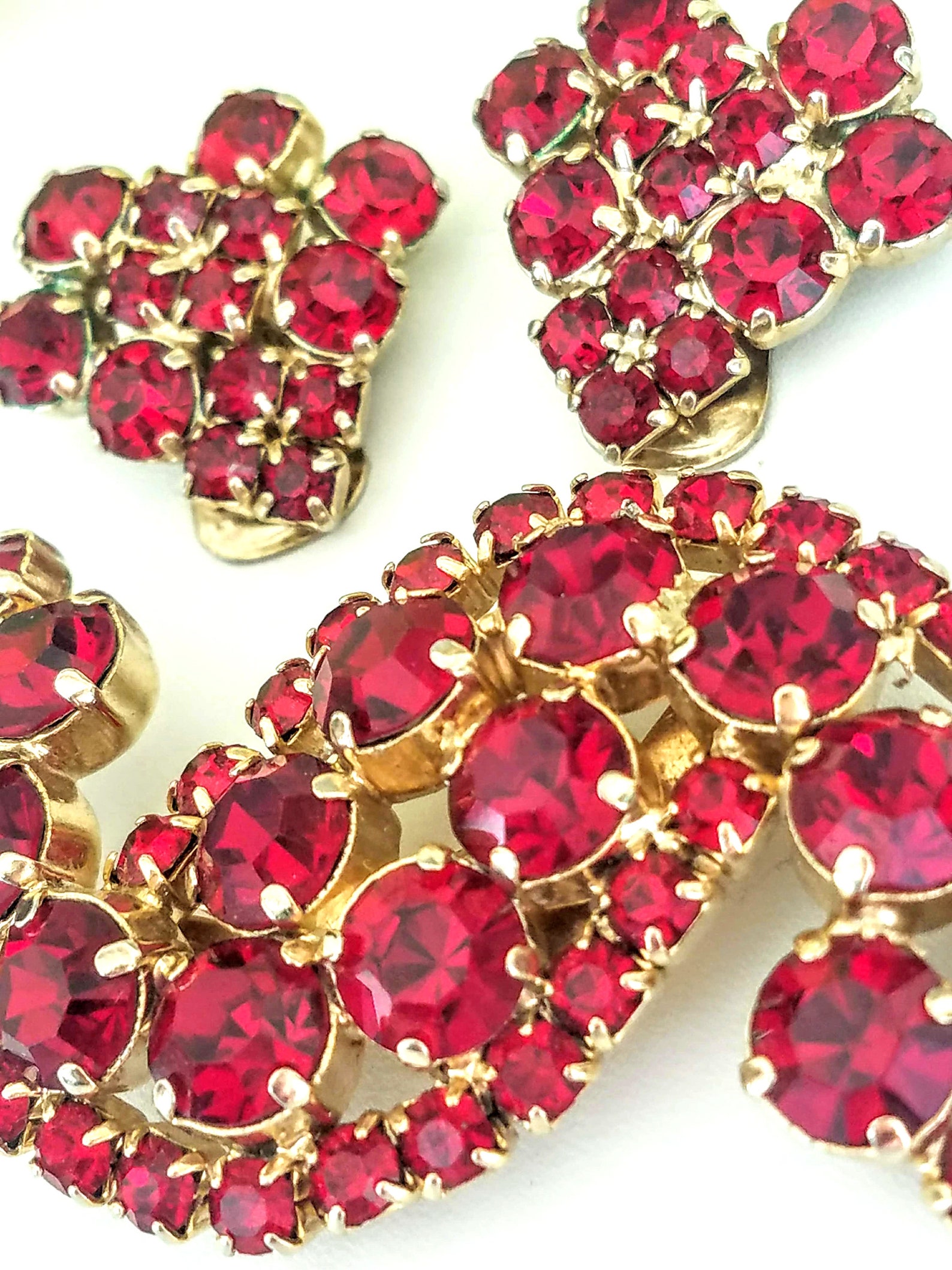 Red Rhinestone Brooch and Earring Set S Shaped Brooch - Etsy