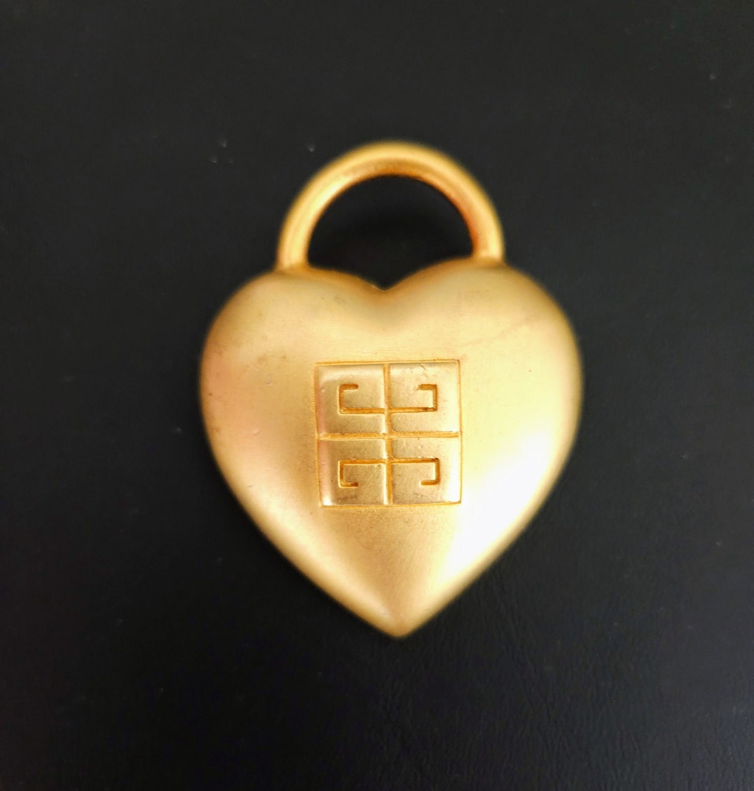 Vintage Givenchy Logo Signed Heart Brooch Padlock Motif Pin - Etsy
