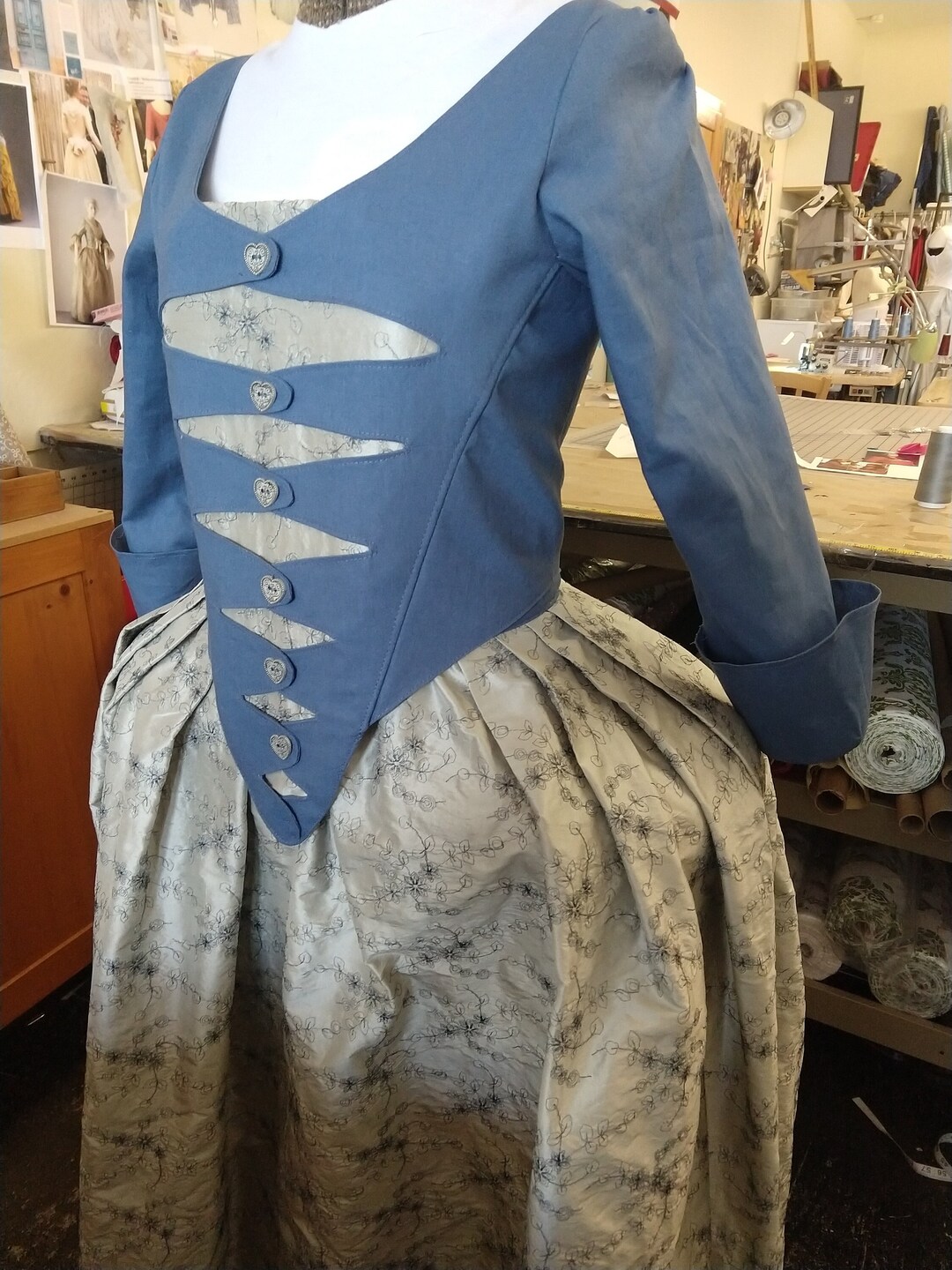 18th Century Button Front Bodice With Contrasting Skirt - Etsy