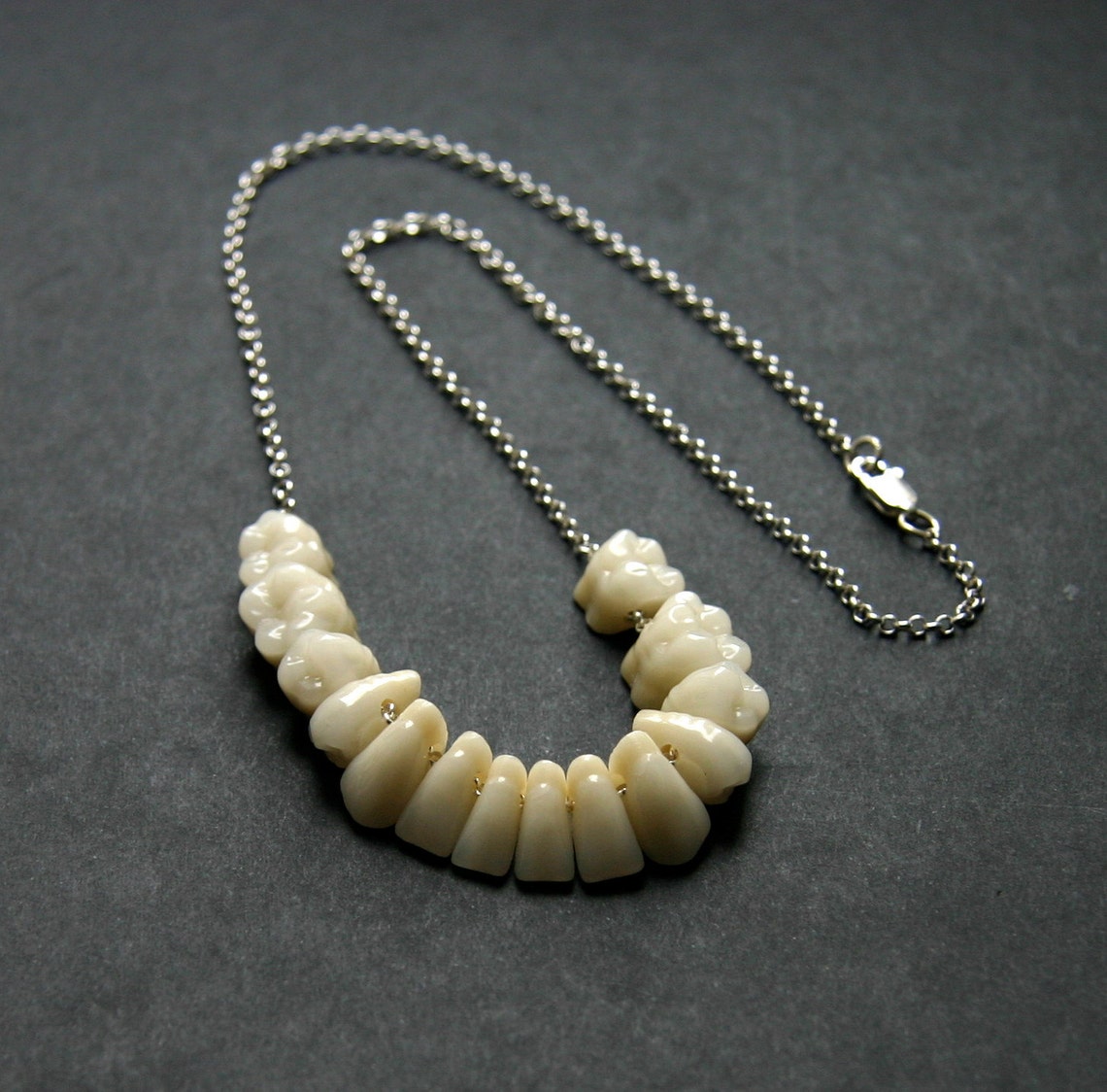 Human Teeth Tooth Necklace Pendant Sterling Silver Chain Bone | Etsy
