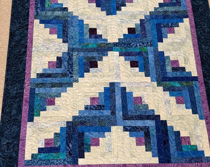 Chevron Log Cabin Quilt in Blue Batiks - Etsy