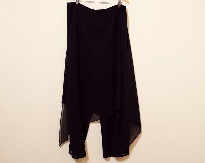 Minimalist Black Plus Size Vintage 80s Palazzo Pants With Sheer Flowy ...