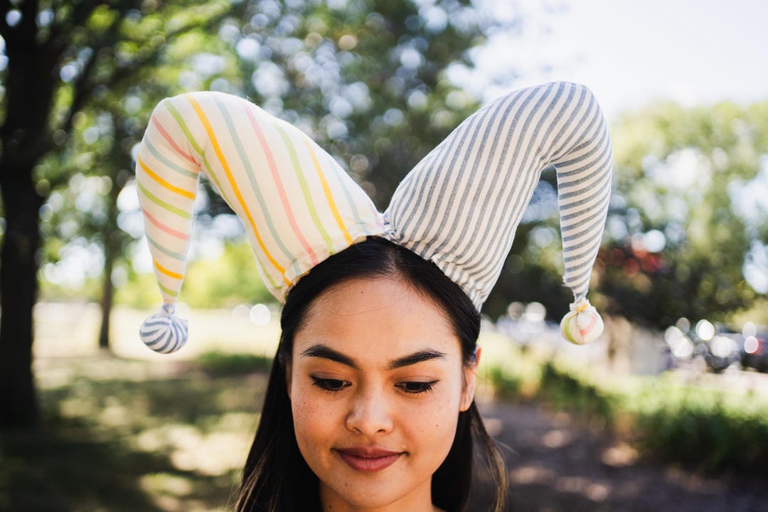 Puffy Pastel Jester Headpiece - One of a Kind Folk Headwear - Etsy