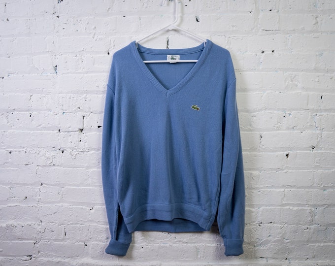 Vintage Lacoste Blue Sweater 1980s Izod V Neck Light Blue Men's Sweater Size Small - Etsy