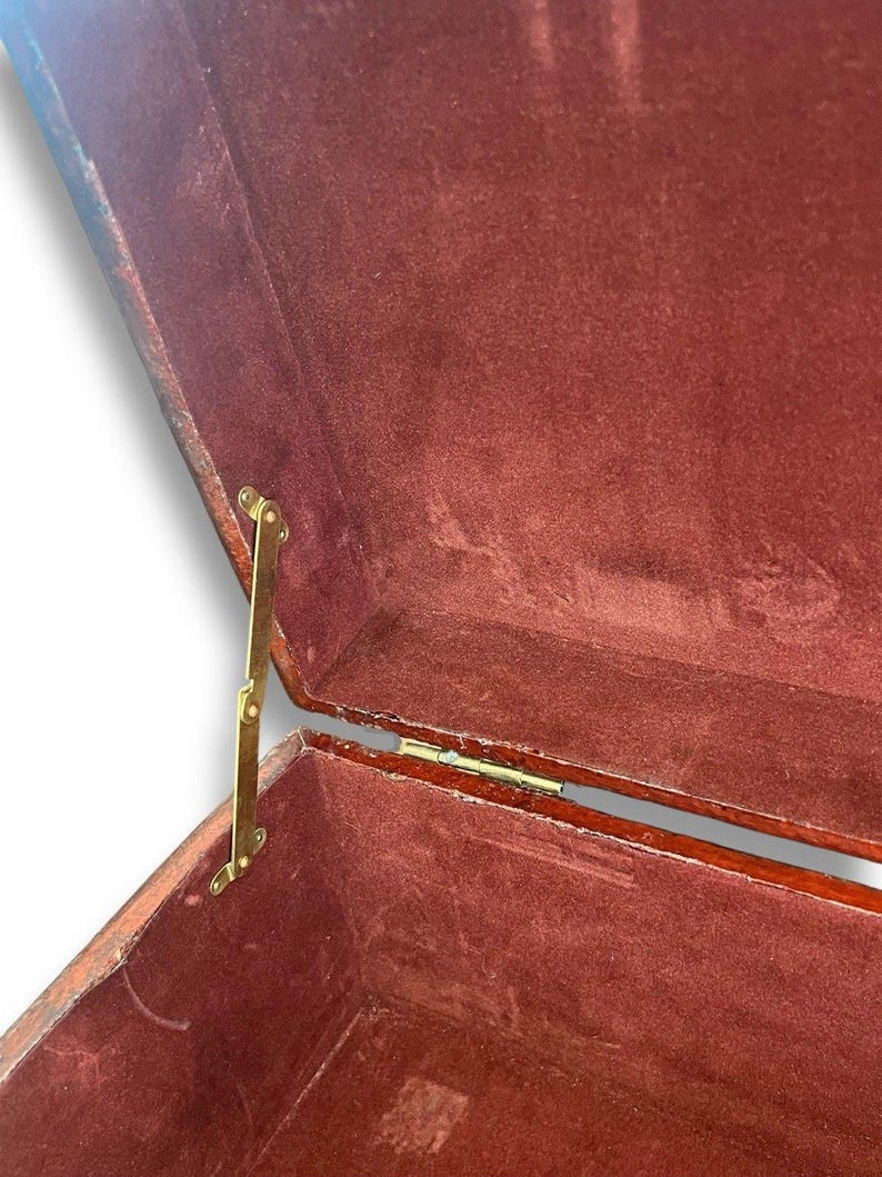 3 Nesting Suitcase Trunks Rust Red Faux Leather & Brass Steampunk ...