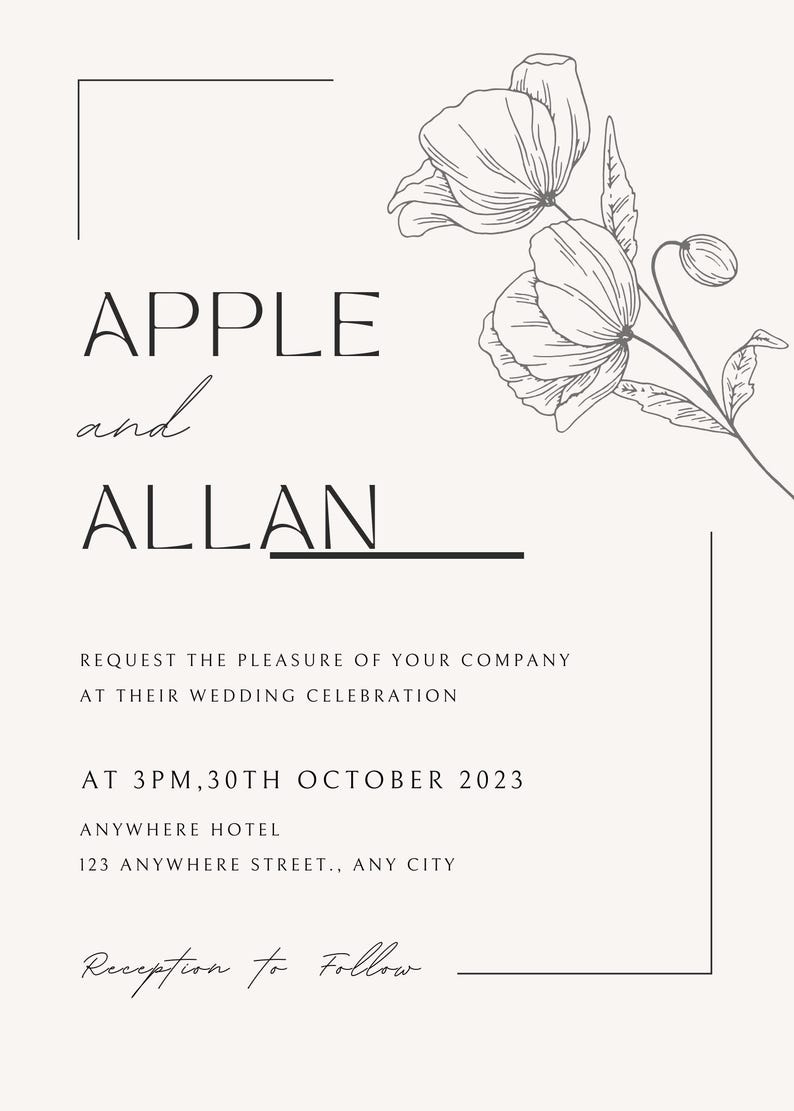 Simple Beigeelegance Wedding Invitation - Etsy