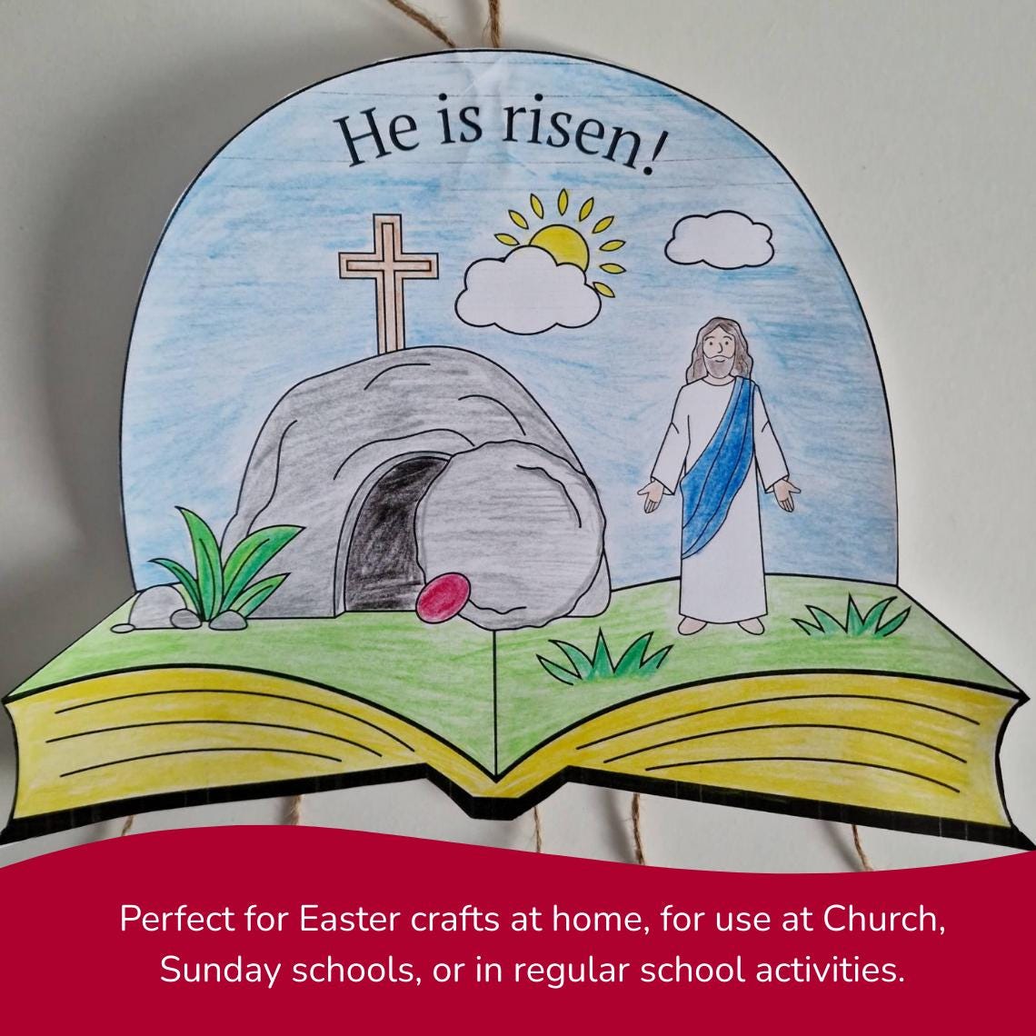 He is Risen Easter Coloring Craft for Kids, Christian Sunday School ...