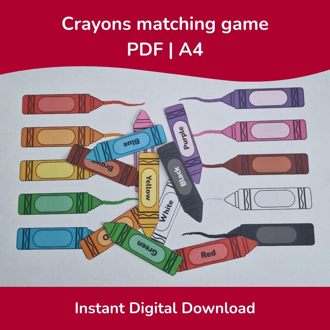 Crayons Color Matching Game Printable | Homeschool Worksheet for ...