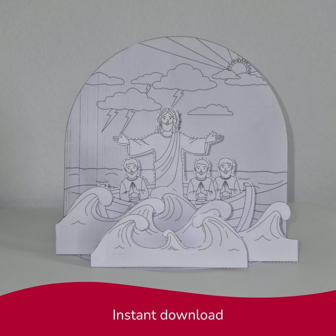Jesus Calms the Storm 3D Diorama for Kids | Printable Bible Craft PDF ...