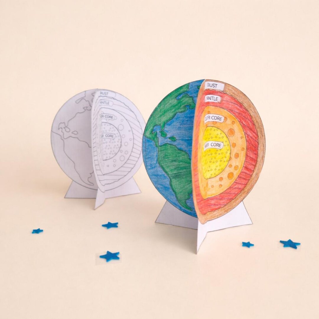 Layers of the Earth Coloring Model 3D Projects | Kids Science Craft ...