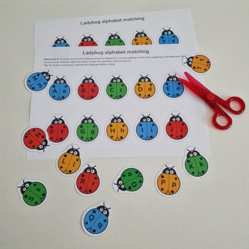 Ladybug Alphabet Matching Game, Preschool Letter Recognition (A4 PDF ...