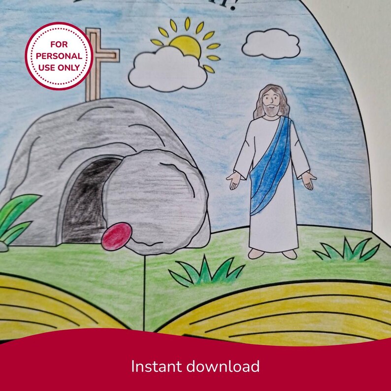 He is Risen Easter Coloring Craft for Kids, Christian Sunday School ...