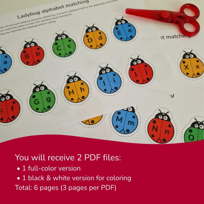 Ladybug Alphabet Matching Game, Preschool Letter Recognition (A4 PDF ...