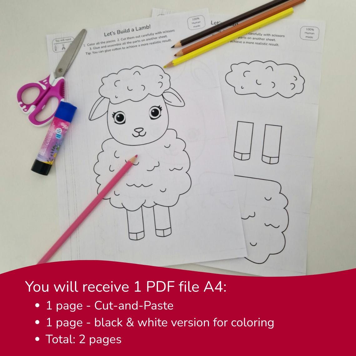 Printable Sheep Craft for Kids | Cut and Paste Lamb Activity | Coloring ...