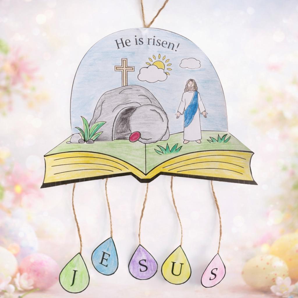 He is Risen Easter Coloring Craft for Kids, Christian Sunday School ...