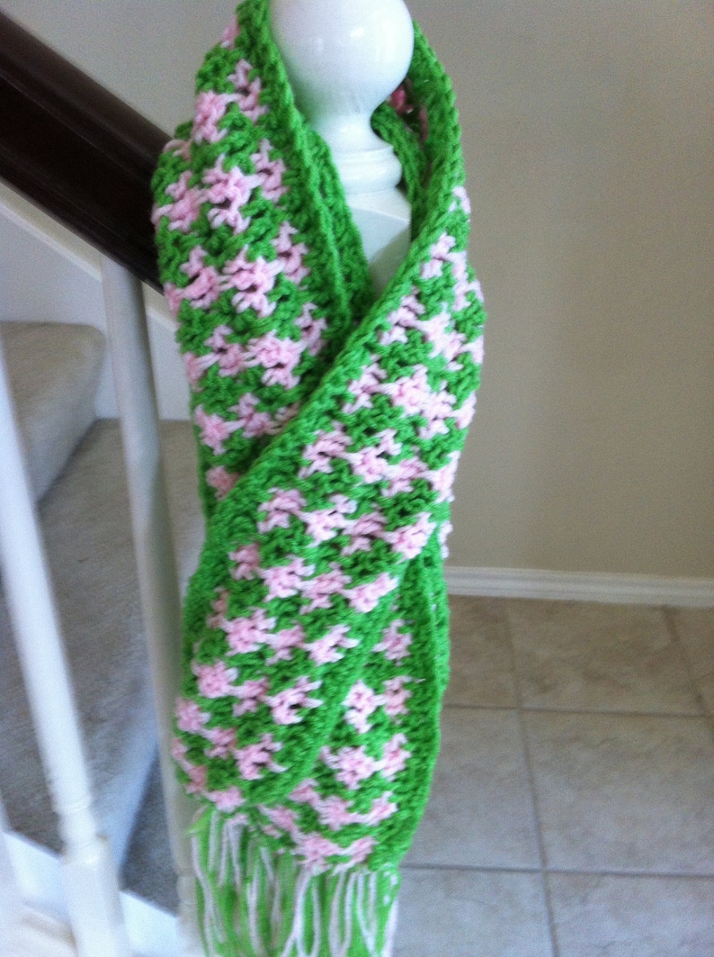 Handmade Pink and Green AKA Crochet Hat and Scarf Gift Under 60 Free ...