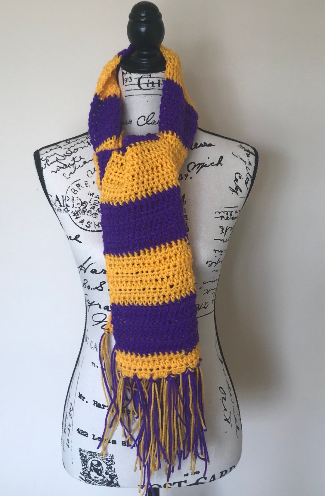 Handmade Crochet Purple and Gold Scarf Free Shipping | Made With Super ...