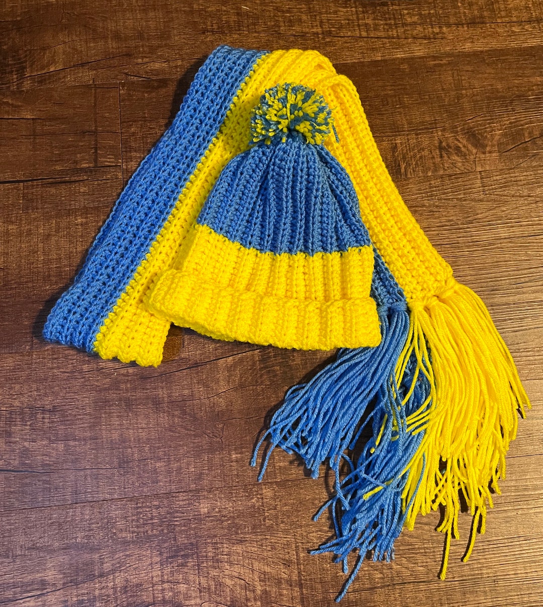 Handmade Crochet Ukraine Flag Hat and Scarf Set - Etsy