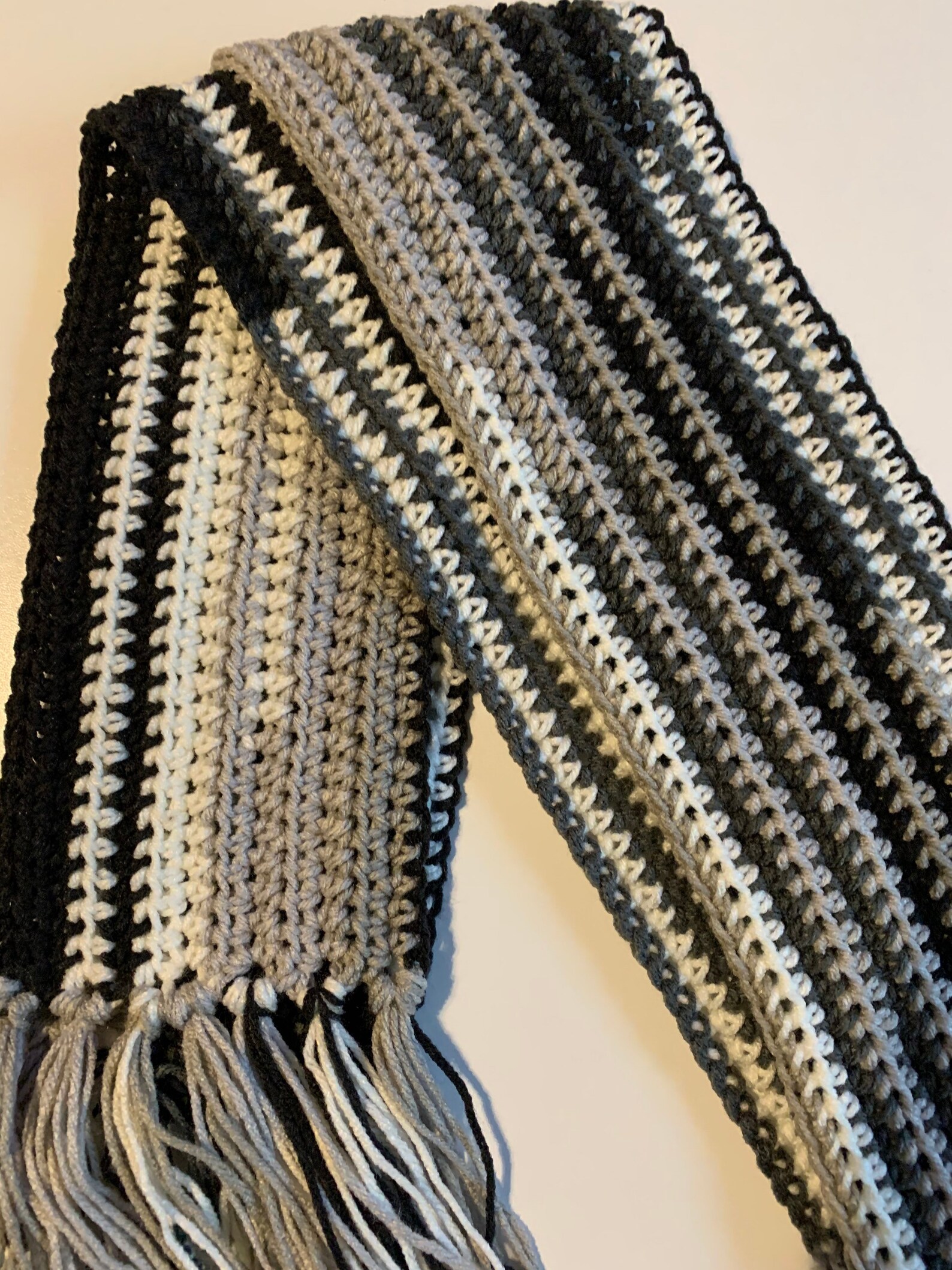 Handmade Crochet Multi Color Scarf Black White and Gray | Etsy