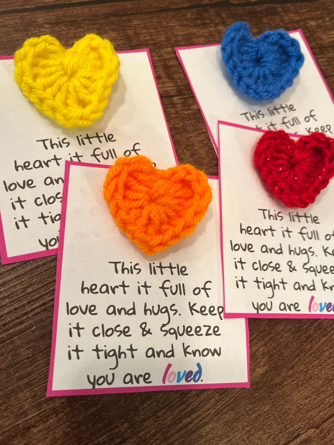4 Pocket Heart Cards | Hug | Heart | Crochet Heart | Made to Order ...