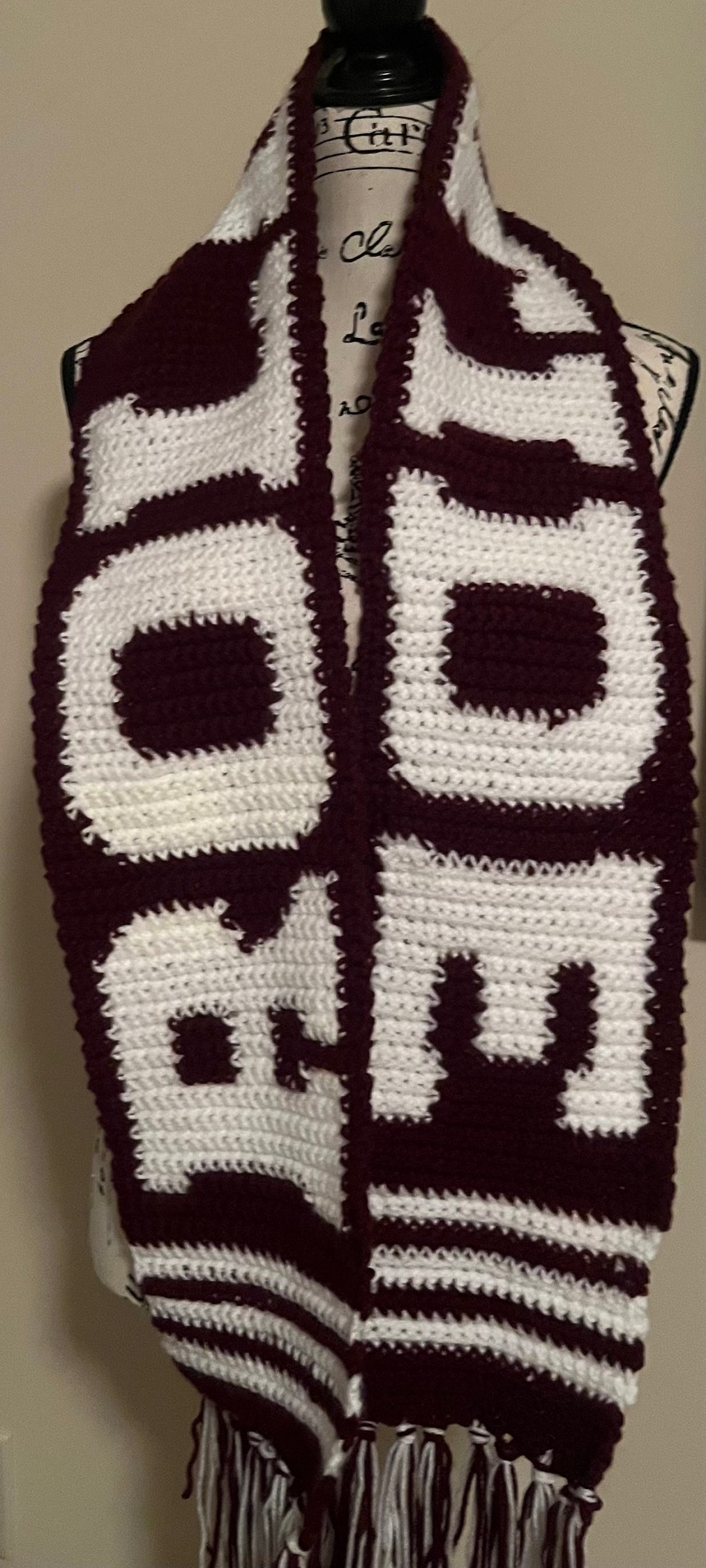 PATTERN / Crochet Scarf Pattern /university of Alabama / Gift for Him ...