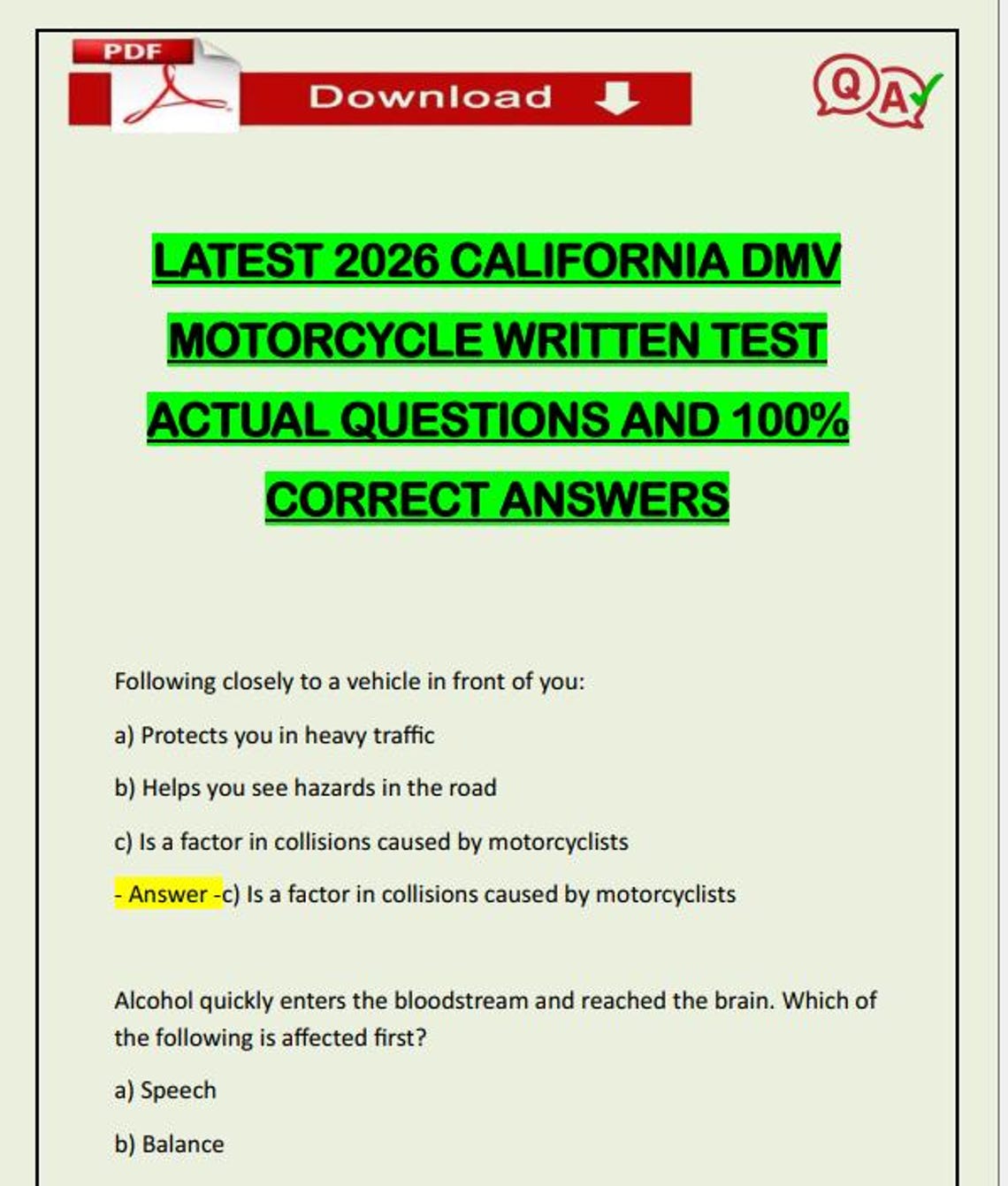 2026 Updated CA DMV Written Test, California DMV Permit Actual ...