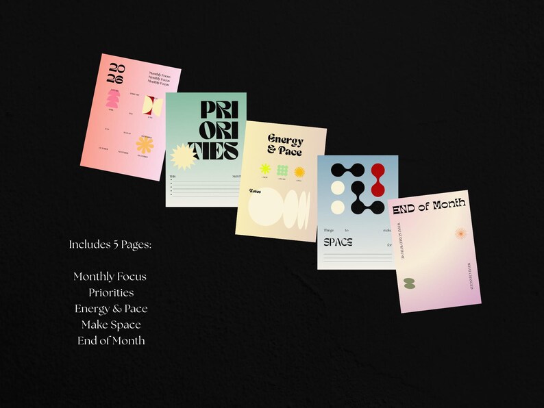 Monthly Focus Printable Wall Planner Set (5 Posters) – Mid Century ...