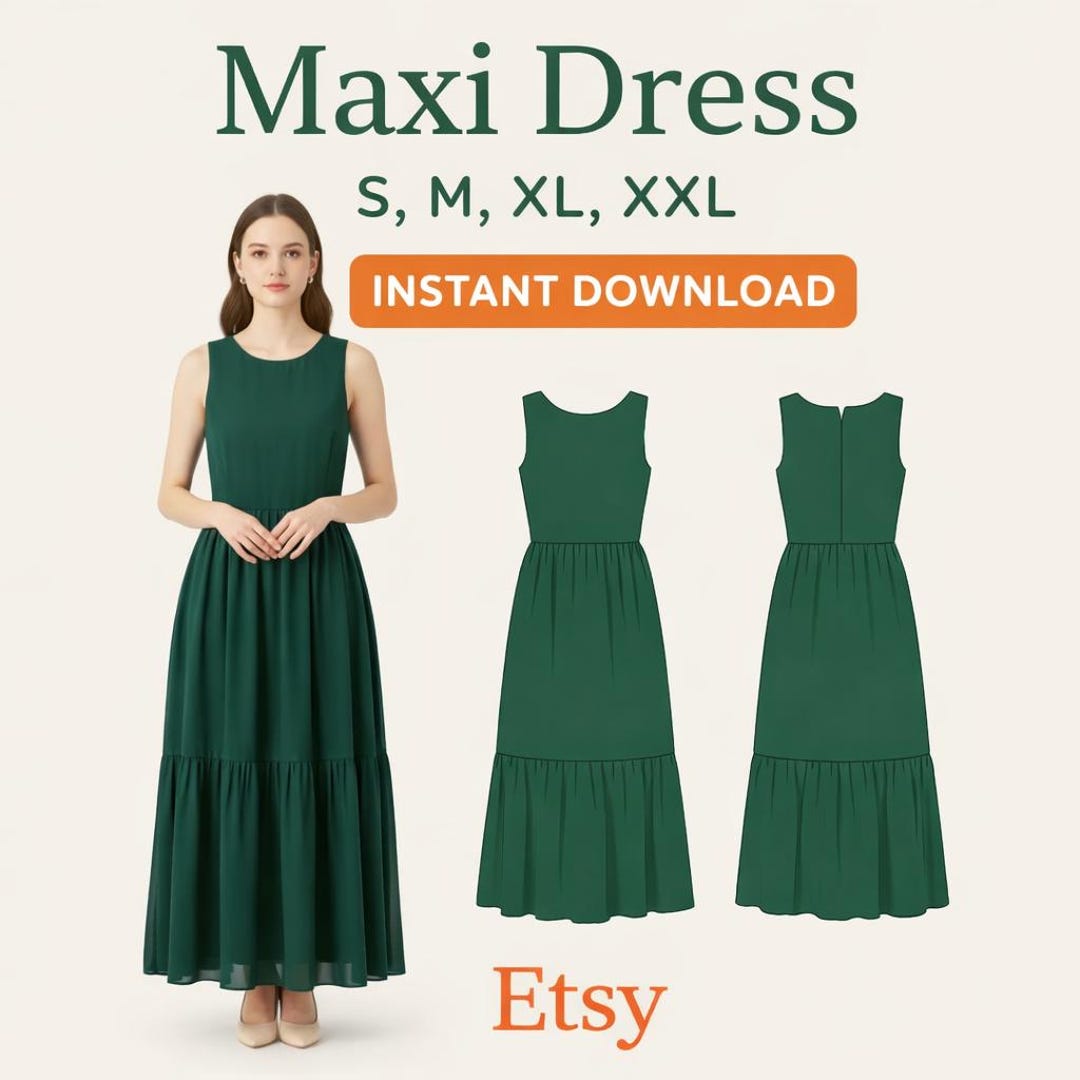 Chiffon Maxi Dress Sewing Pattern | Flowy Summer Dress - Etsy