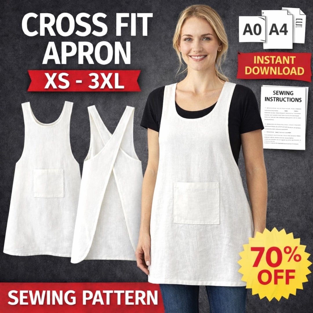 Cross Fit Apron PDF Sewing Pattern – Kitchen Apron– Digital Download–a0 ...
