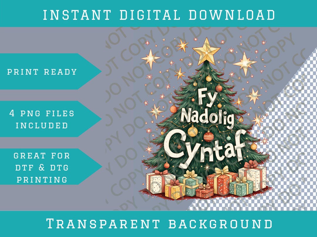 Fy Nadolig Llawen Welsh Christmas Baby 1st Xmas Png Bundle, Digital ...