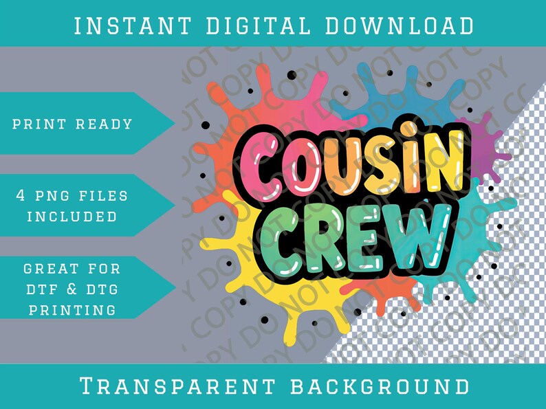 Cousin Crew Rainbow Colours Holiday Trip Png Bundle, Digital Downloads ...
