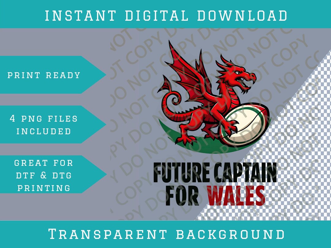 Future Captain for Wales Welsh Rugby Dragon St David's Day Png Bundle ...