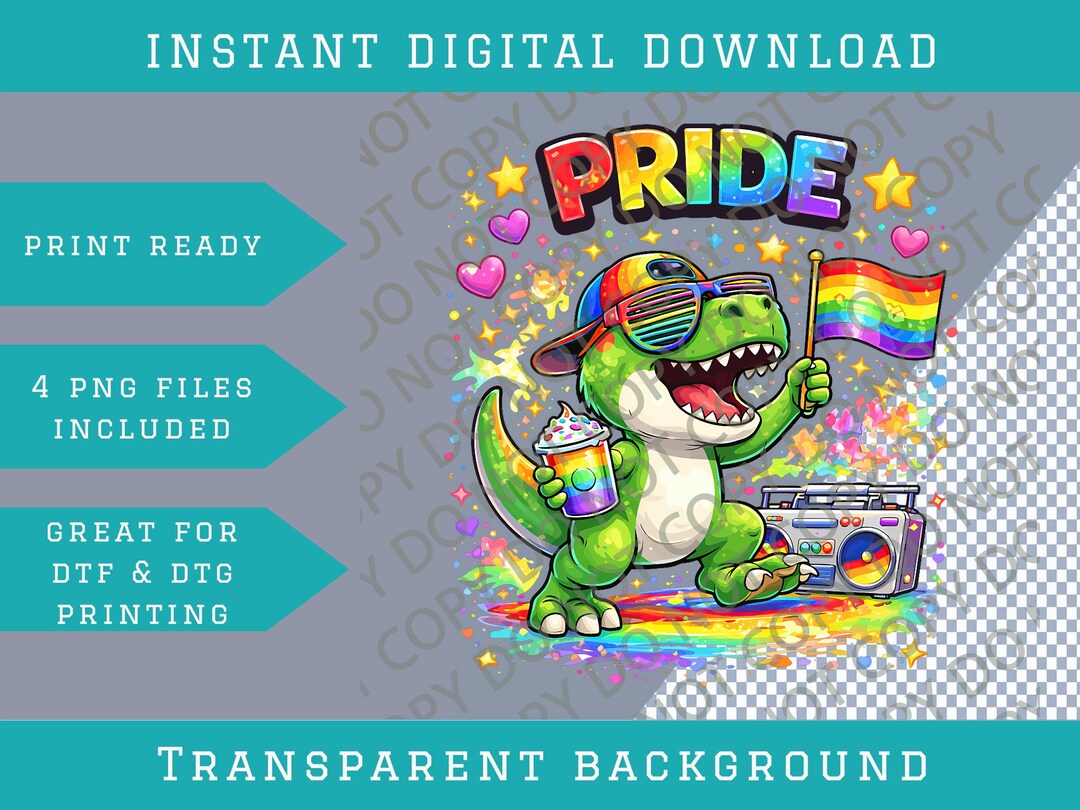 Pride Funny Dinosaur LGBTQ Fun Png Bundle, Digital Downloads - Etsy