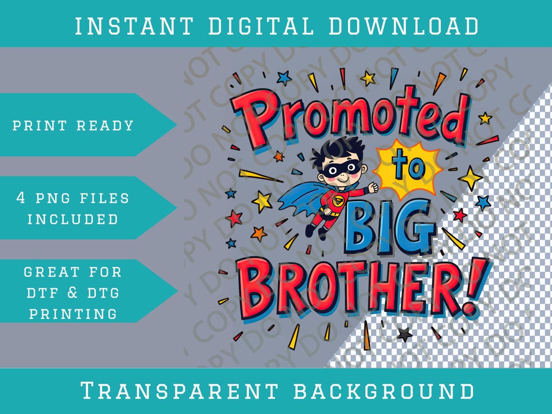 Promoted to Big Brother Superhero Comic Png Bundle, Digital Downloads ...