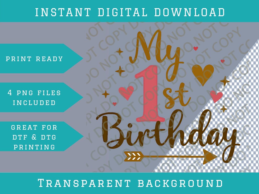 My 1st Birthday Cursive Writing Png Bundle, Digital Downloads - Etsy