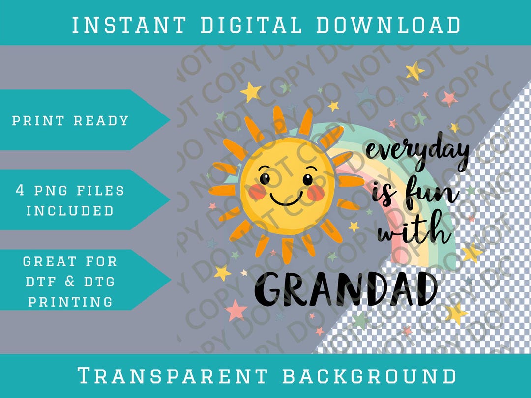 Everyday is Fun With Grandad Cute New Grand Child Png Bundle, Digital ...