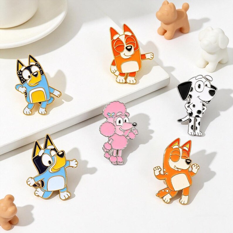 Bluey Bingo Cocoa Enamel Pin, Cattle Dog Animal Badge, Fan Art Design ...