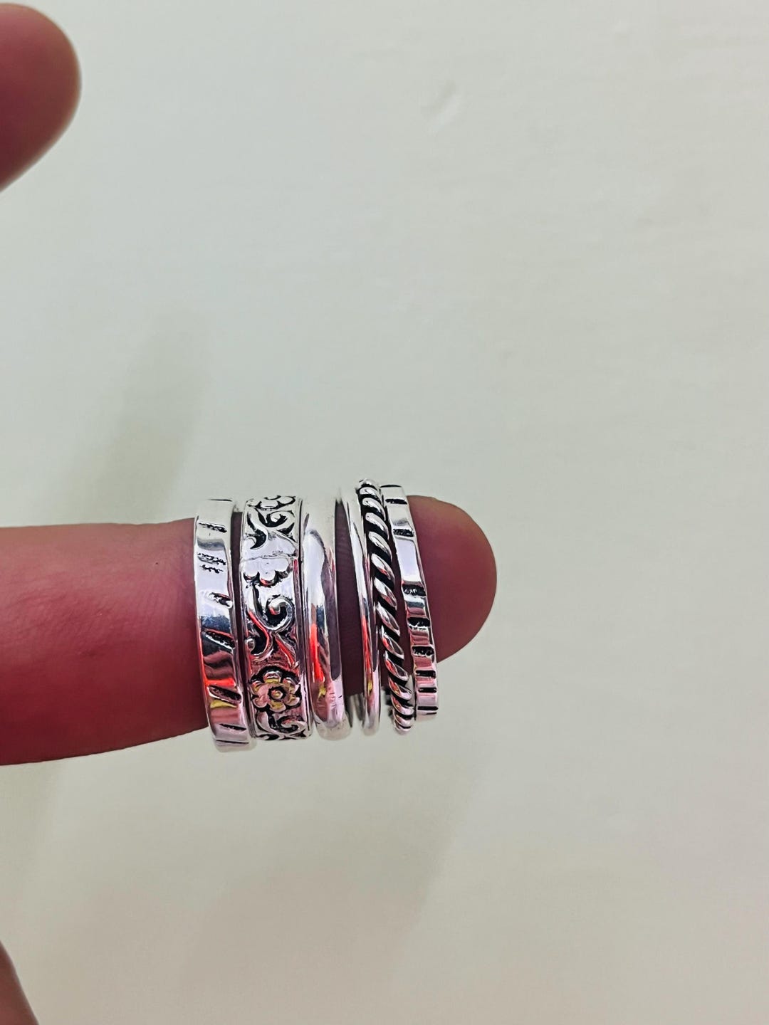 Set of 6 925 Sterling Silver Band Rings | Stackable Silver Rings ...