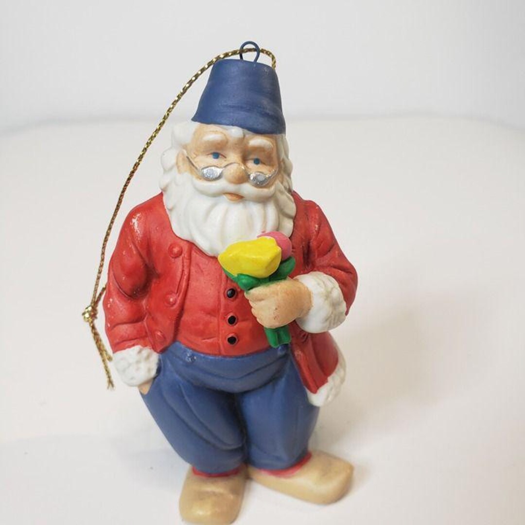 Vintage 90s Christmas Around the World Porcelain Holland Santa Ornament ...