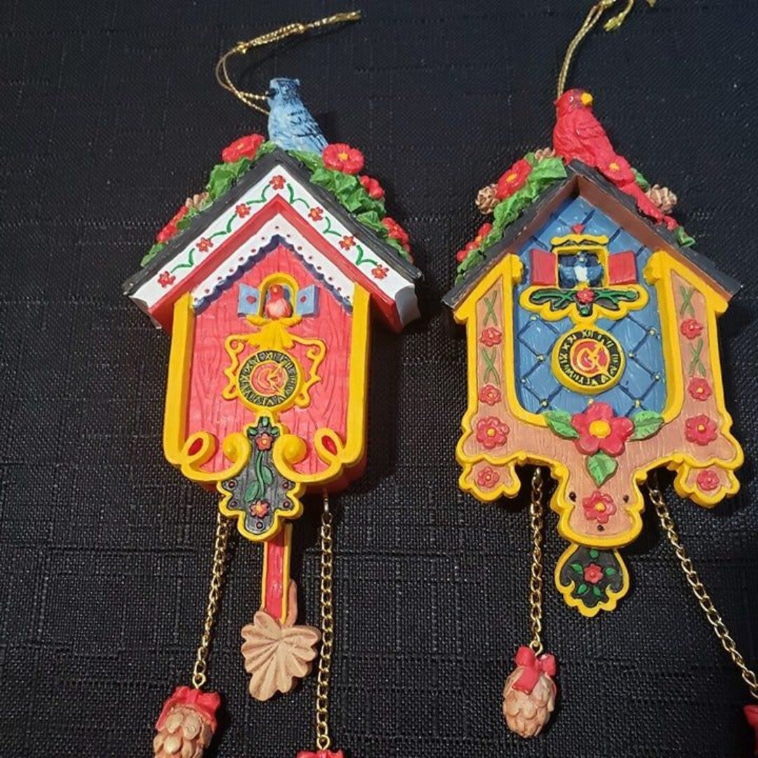 VTG 2 Darling Cardinal Bird Blue Jay Cuckoo Clock Christmas - Etsy