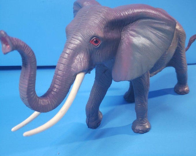 Vintage 80s 1984 Imperial Realistic Pink Asian Elephant Toy Trunk up ...