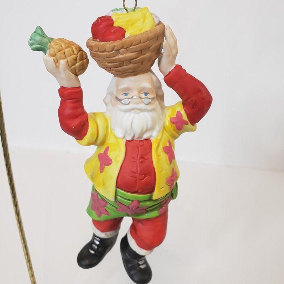 Vintage 90s Santa Around the World Porcelain Hawaii Christmas Ornament ...