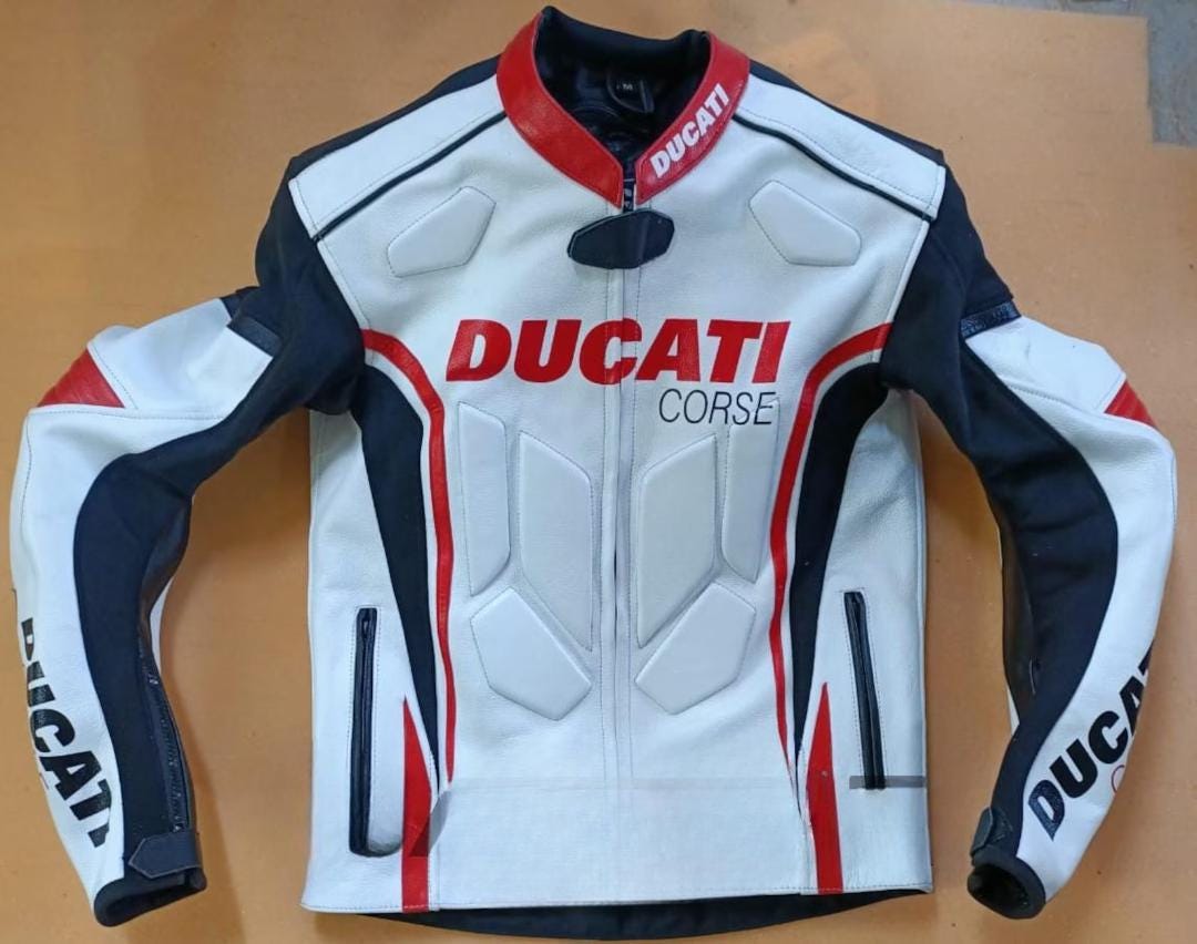 Ducati Corse Leather Motorcycle Jacket – Ce-armored Biker Racing Gear ...