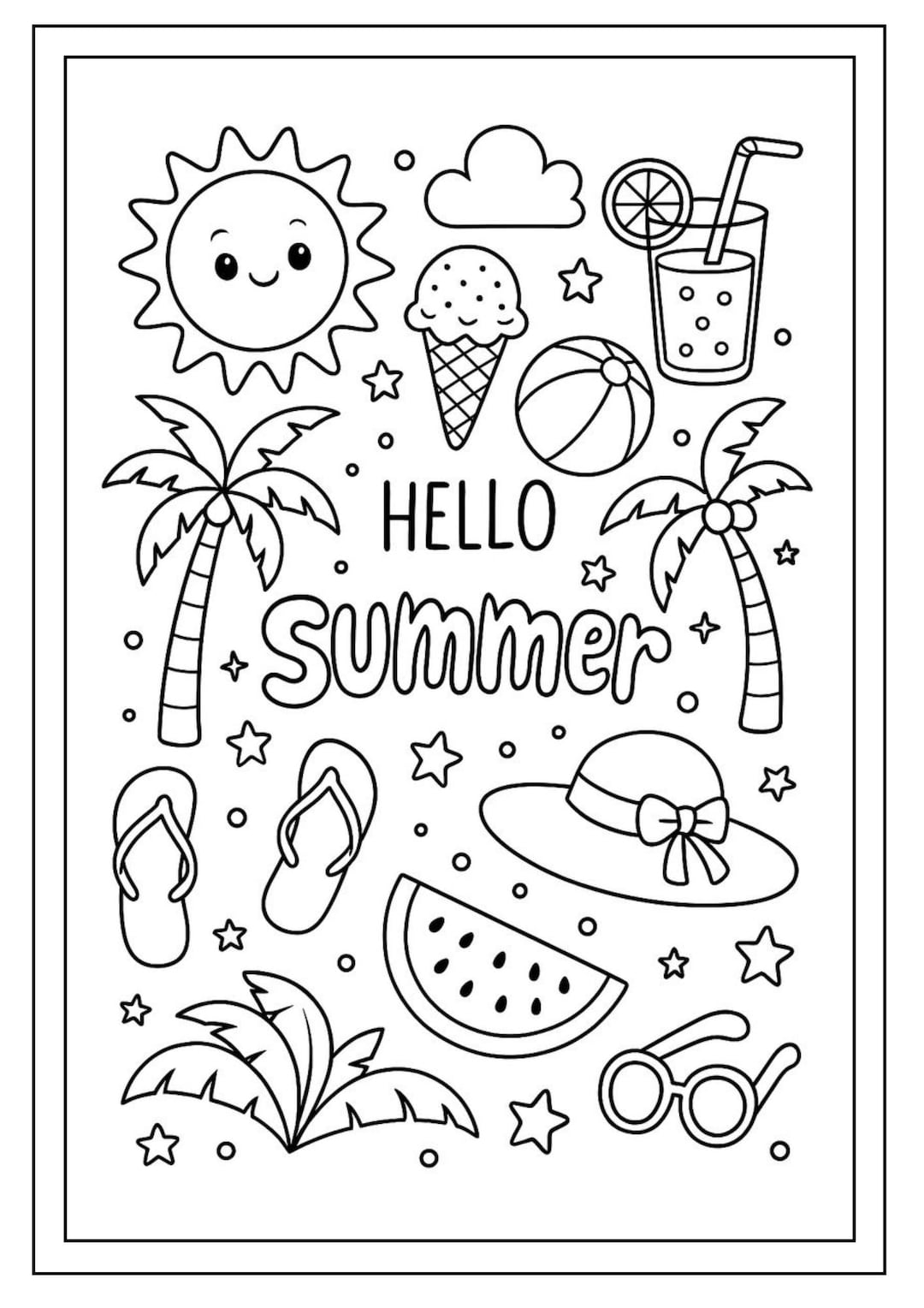 Printable Summer Coloring Pages - Etsy UK